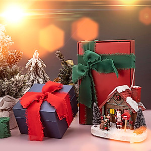 Chiffon Ribbon, 3 Rolls 21 Yards Red Handmade Fringe Chiffon Silk Ribbon 1.5" x 7Yd Ribbons Set for Wedding Invitations,Christmas, Bridal Bouquets, Gifts Wrapping, DIY Crafts