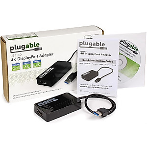 Plugable USB 3.0 to DisplayPort 4K DisplayLink Video Graphics Adapter for Multiple Monitors up to 3840x2160 Supports Windows, Mac, and ChromeOS