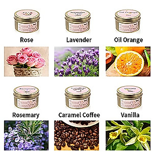 Baleid Flower Scented Candles Gift Set of 6 Pack Bulk, Natural Soy Wax 2.9 OZ Jar Portable Travel Small Tin for Men Women 7% Pure Grade Fragrance Essential Oils Stress Relief Aromatherapy Home Yoga
