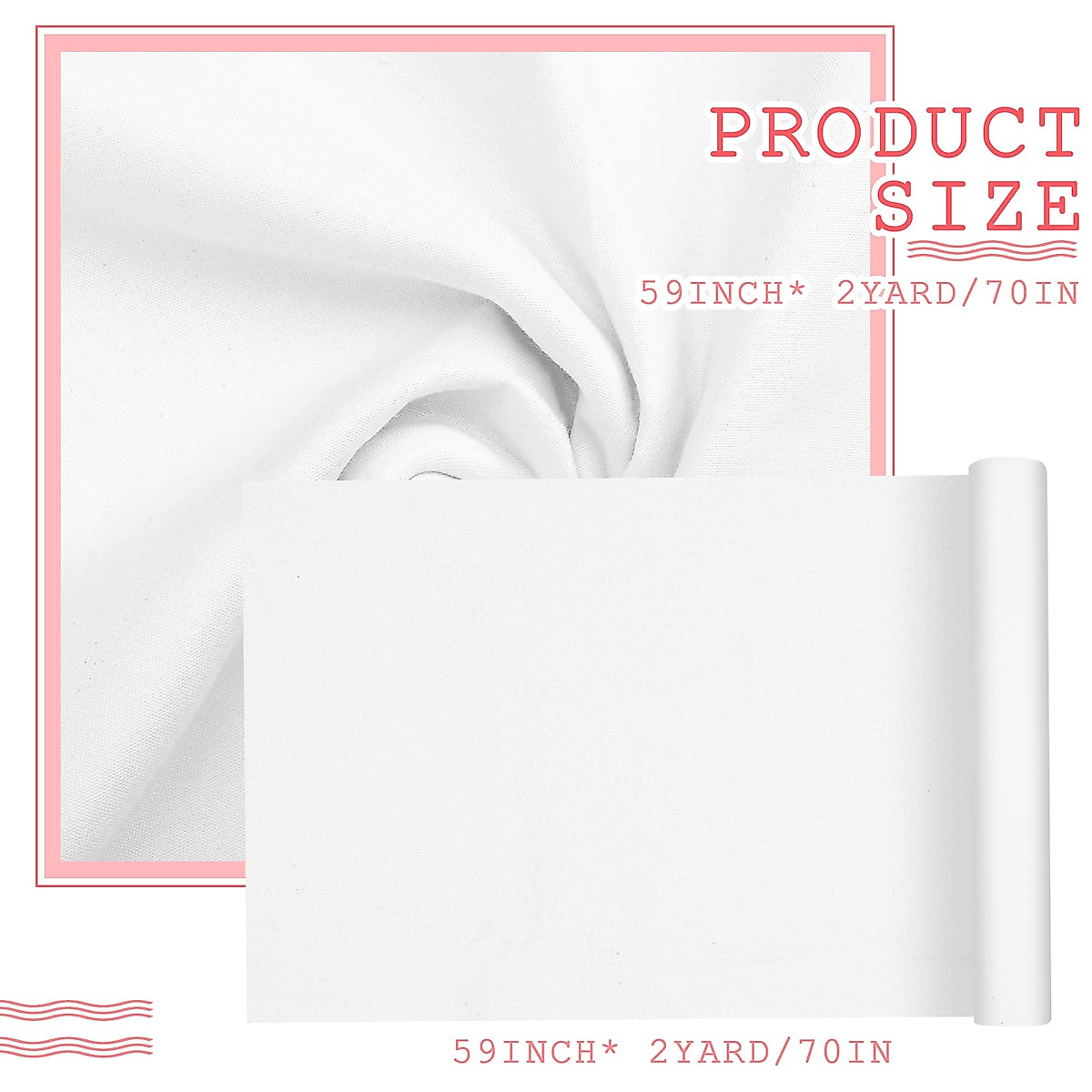 Tudomro 2 Yard White Cotton Fabric, Natural Cotton Poplin Fabric by The Yard, 59 Inches Wide 100% Cotton Fabric, muslin Quilting Fabric Material for Embroidery DIY Sewing Material Apparel Cloth(White)