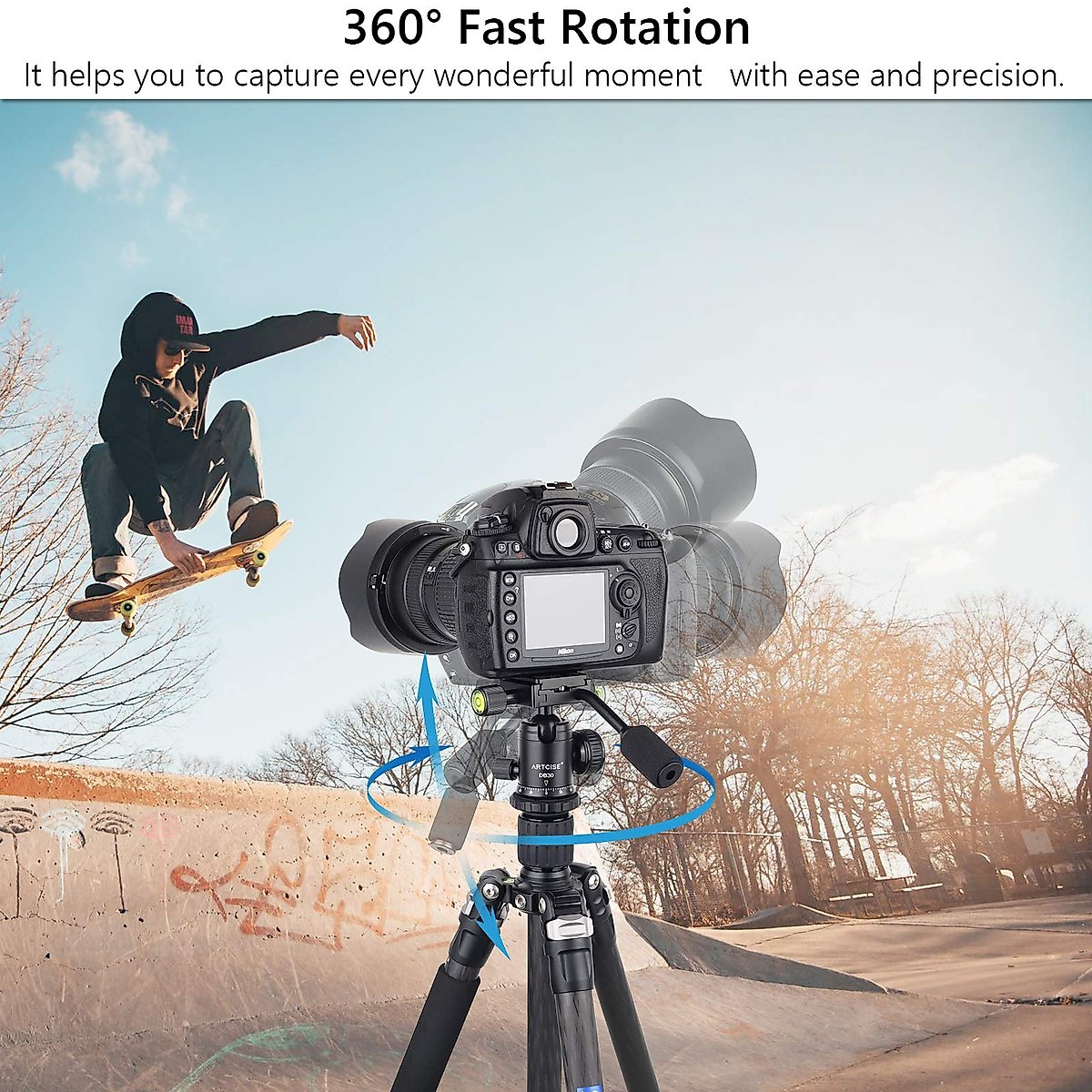 Ball Head with Handle All Metal CNC Panoramic Tripod Ball Head Camera Mount Ball Head with Two Quick Release Plates for Tripod, DSLR, Camcorder, Telescope，Max Load 22lbs/10kg（Black）