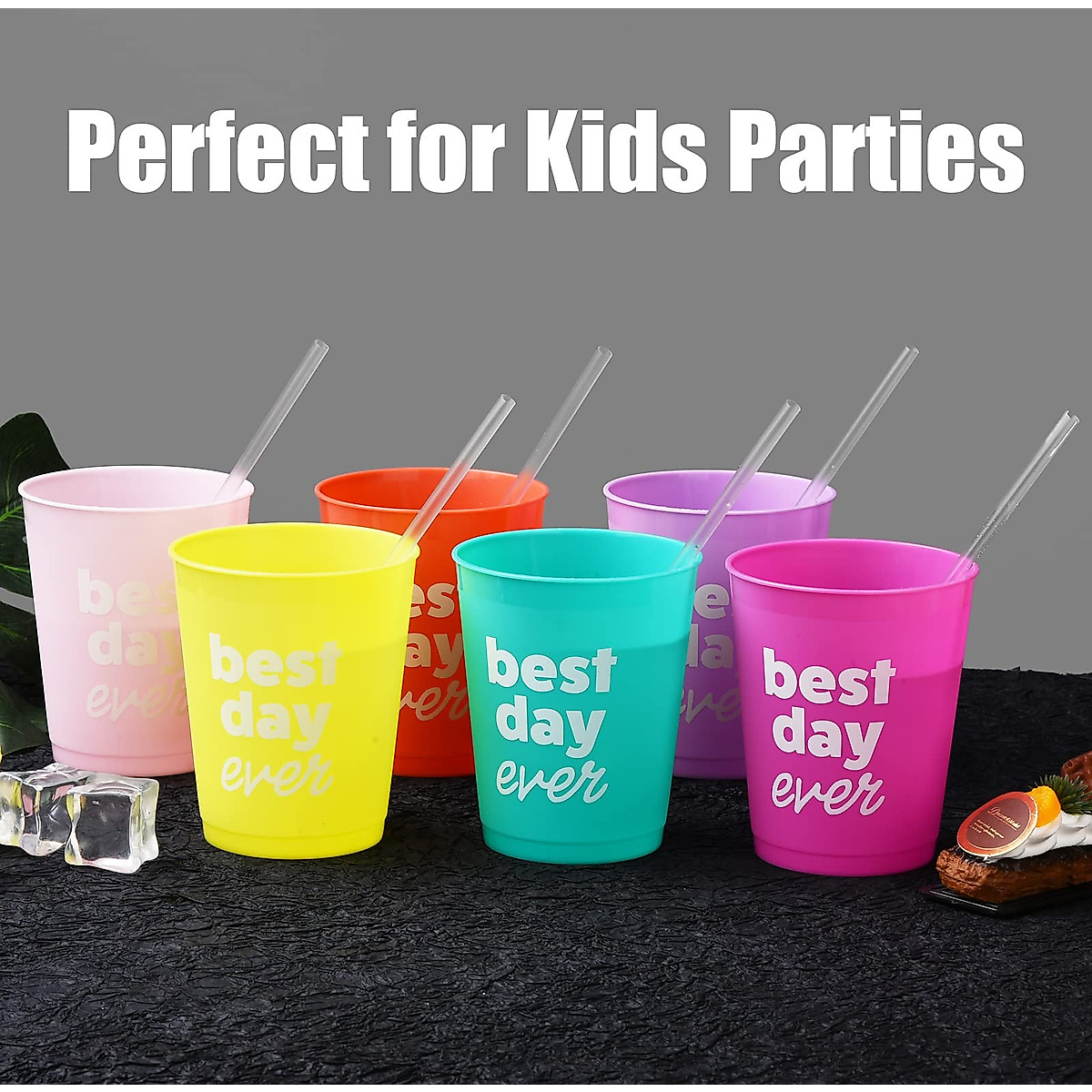 ALINK 500-Pack Clear Plastic Drinking Straws, Individually Wrapped Plastic Disposable Straight Party Straws - 7.75" x 0.23"