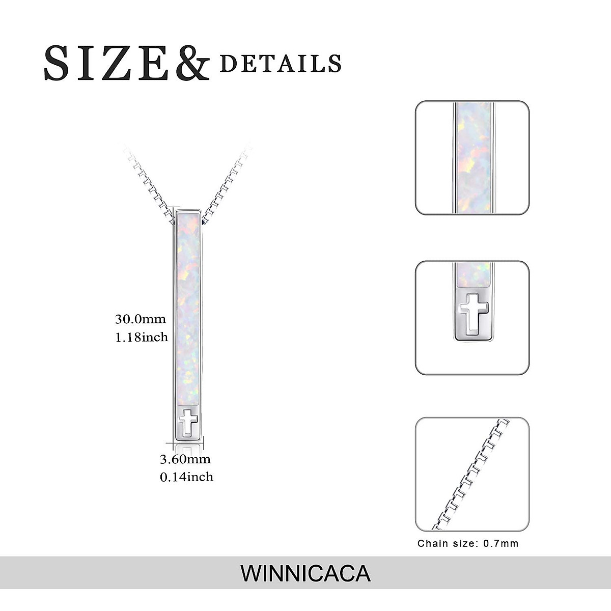 WINNICACA Vertical Bar Necklace 925 Sterling Silver White Opal Faith Necklace for Women Inspirational Jewelry for Women Her Daughter Birthday Gifts