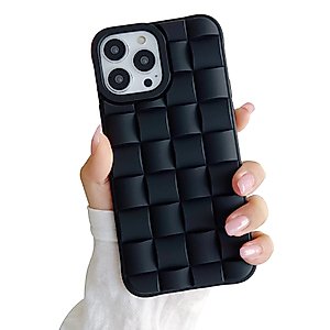 Ginkgonut Compatible with iPhone 13 Pro Max Case for Women/Girls, Cute 3D Laid Desgin Soft Silicone Shockproof Raised Bumper Corners Case for iPhone 13 Pro Max（Black）