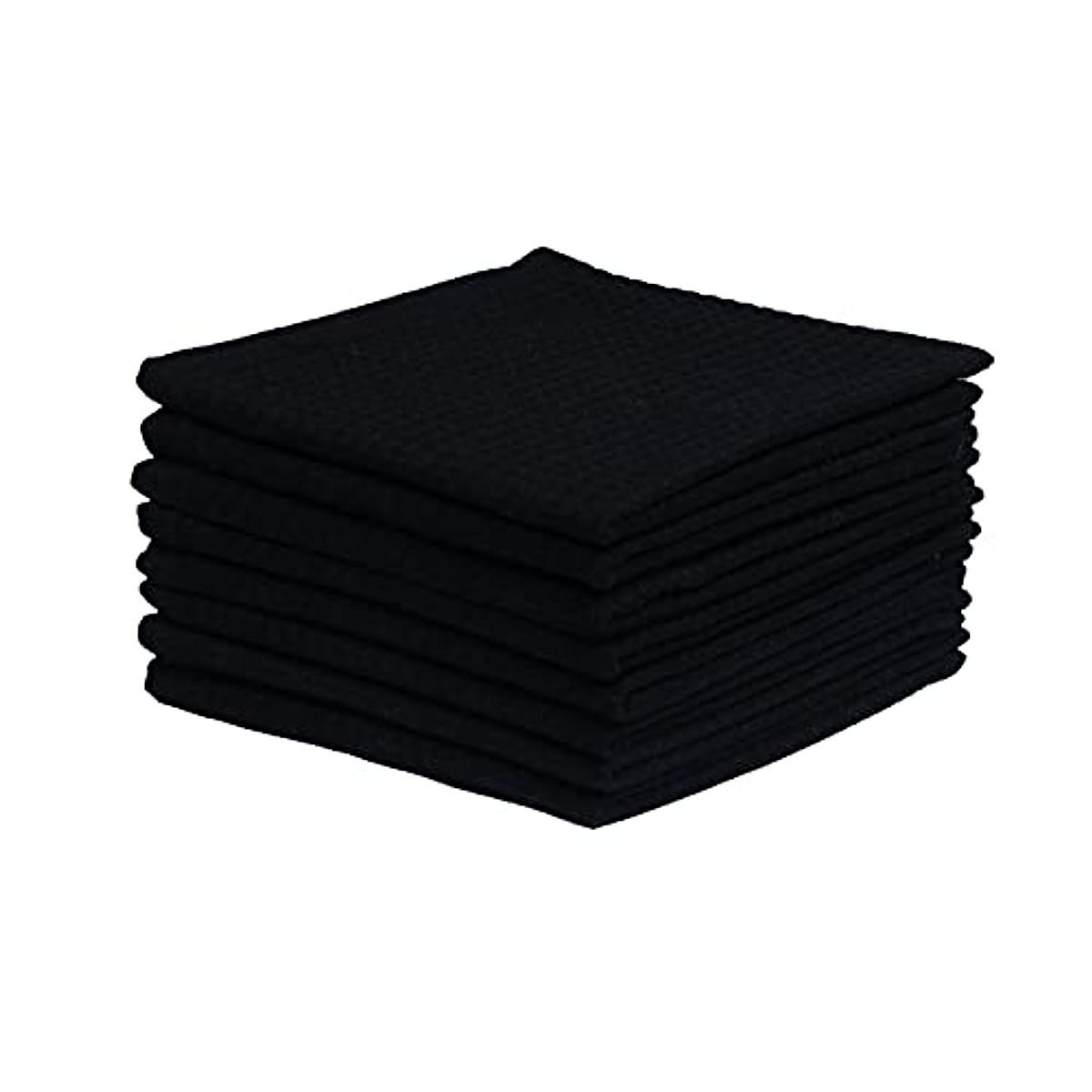 Gratico Premium Soft Cotton Highly Absorbent Kitchen Towels Quick Drying Dish Towels with Hanging Loop Black Solid 12x12 Inches Set of 8