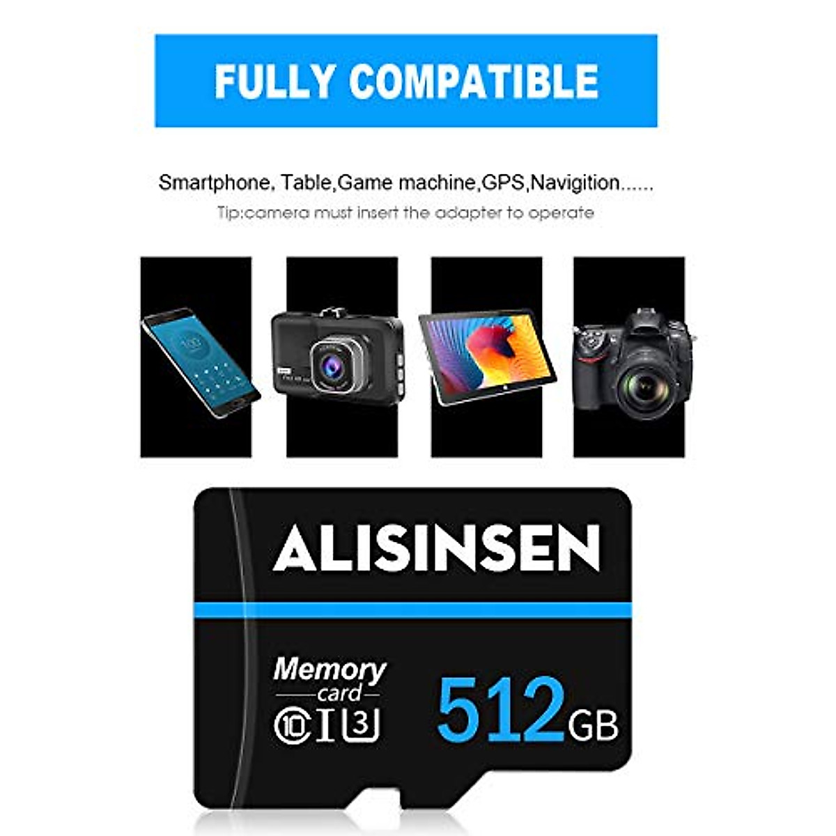 Micro SD Card 512GB Memory Card Class 10 512GB TF Card High Speed Compatible Computer Camera and Smartphone,TF Memory Card with a SD Card Adapter