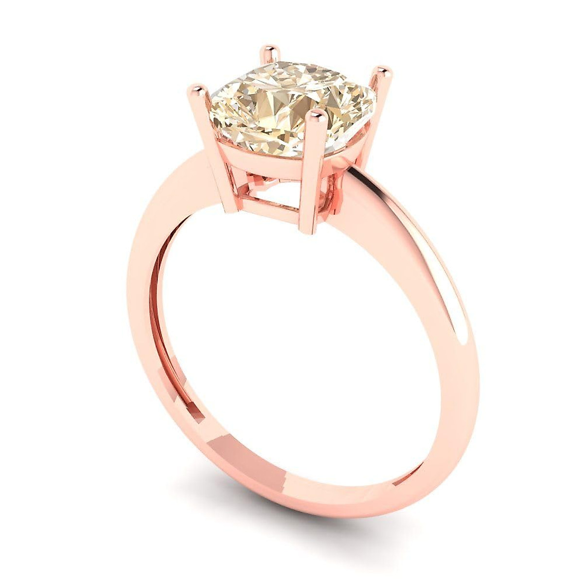 Clara Pucci 2.0 ct Cushion Cut Solitaire Genuine Natural Morganite Gem Wedding Bridal Designer Anniversary Engagement Ring 14k Rose Gold