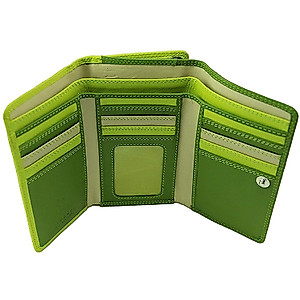 Visconti RB43 Multi Colored Large Trifold Soft Leather Ladies Wallet & Purse (Green Multi)