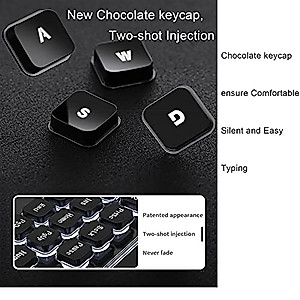 Rechargeable 2.4G Wireless Keyboard and Mouse Combo, Luminous Mute Keyboard Mouse for Office Gaming Laptop PC Home Use (Black with White Light)