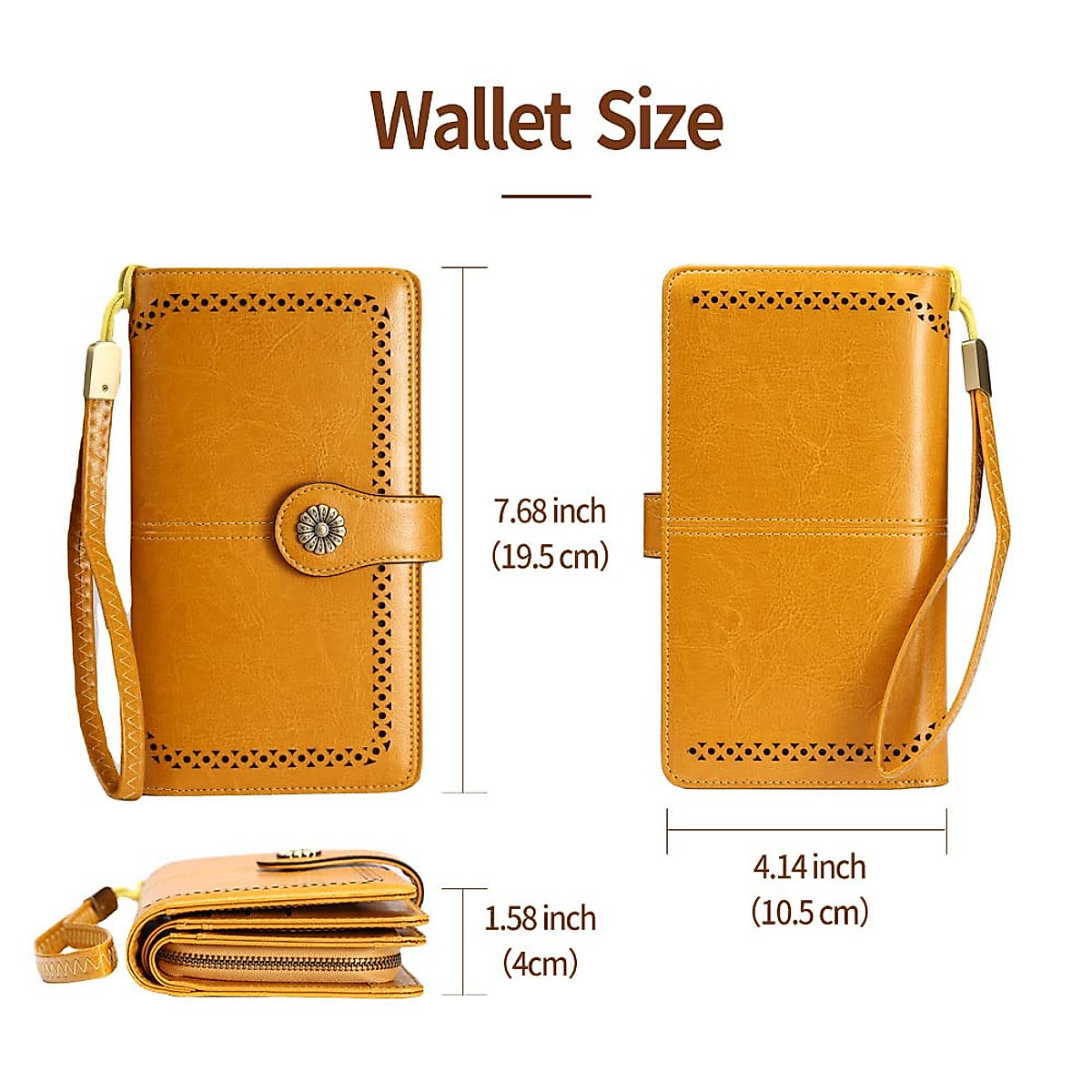 CHANPINCL RFID Vintage Long Wallets for women Secure Large Capacity Travel Wristlet Clutch Multi-card Wallets (Yellow)
