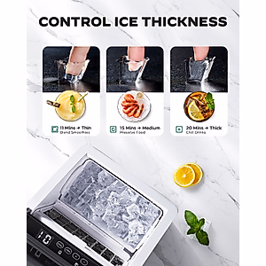 Silonn Ice Makers Countertop, 44lbs Per Day, 2 Ways to Add Water, Auto Self-Cleaning, Stainless Steel Ice Machine for Home Office Bar Party
