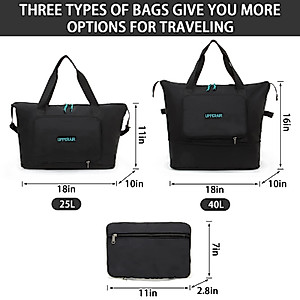 Foldable Travel Duffel Bag Portable Luggage Bag Large Capacity Lightweight Oxford Fabric Waterproof for Travel Work Errandable Weekend Stadium Gym Men and Women (Black)