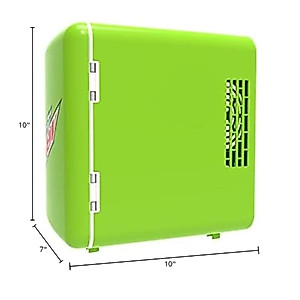 CURTIS Mountain Dew MIS134MD, Mini Portable Compact Personal Fridge Cooler, 4 Liter Capacity Chills Six 12 oz Cans, 100% Freon-Free & Eco Friendly, Lime