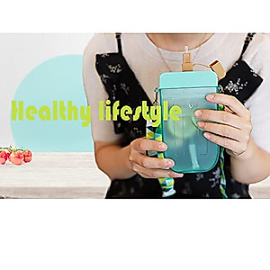 Mr.Dai Cute Water Bottles with Straws for Kids,Unique Kawaii Popsicle Shaped Plastic Leakproof Kettle 300ML,​Adjustable Shoulder Strap Transparent Water Juice Drinking Jug BPA Free (blue)