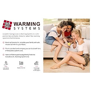30 Sqft Warming Systems 120 V Electric Tile Radiant Floor Heating Mat with WiFi Touch Screen Programmable Thermostat. Includes Installation Monitor and Floor Temperature Sensor