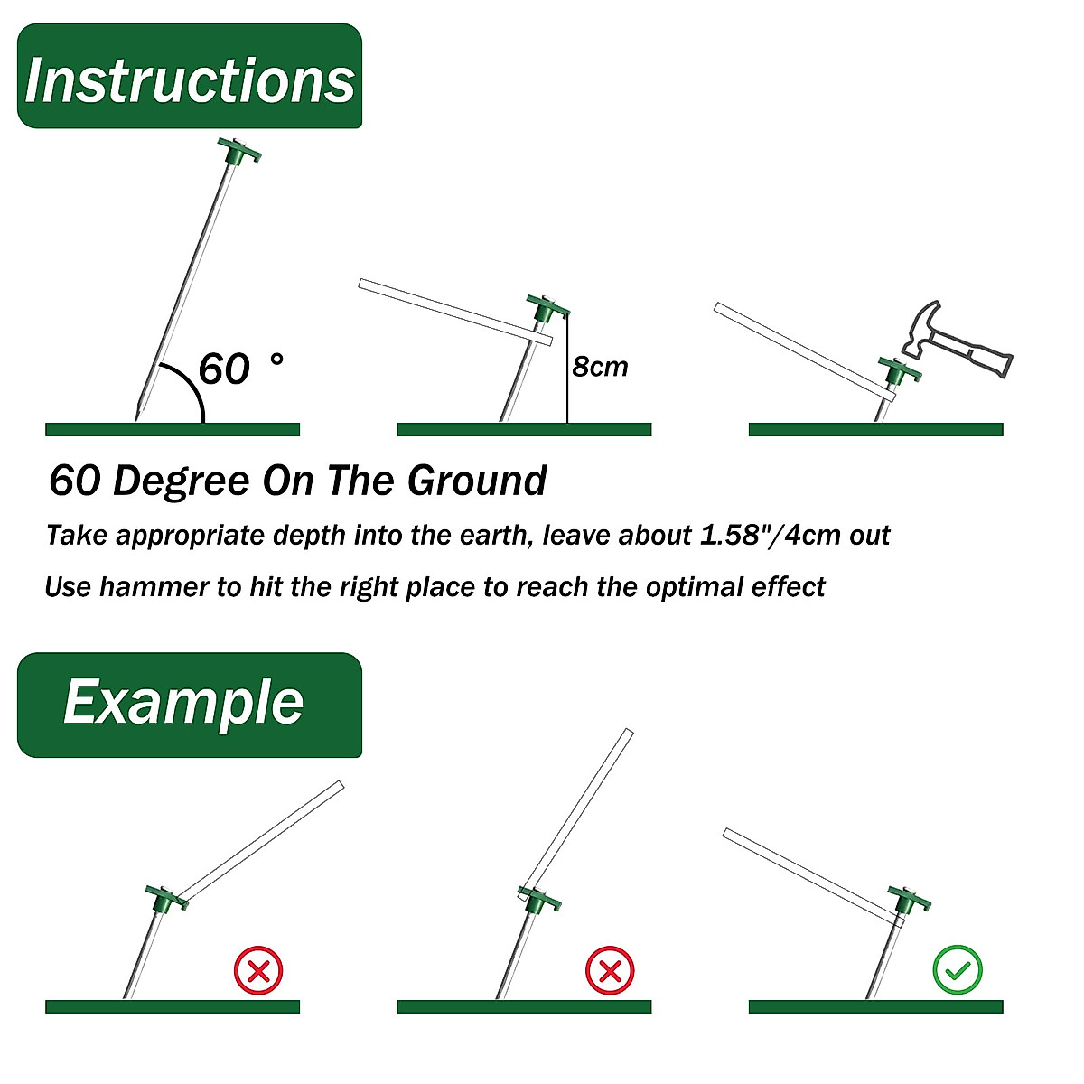 ALMOXVYE 20 Pack Tent Stakes, 10 Inch Heavy Duty Tent Camping Stakes, Galvanized Non-Rust Tent Pegs for Pop Up Canopy, Ground, Garden