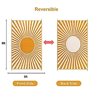 Anidaroel Outdoor Area Rug for Patio Clearance 5X8ft Waterproof, Reversible Plastic Straw Rug Outside Rug, Stain & UV Resistant RV Mat for Camping, Porch, Balcony, Pool Deck, Backyard, Orange