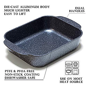 S·KITCHN Set of 3 Nonstick Roasting Pan Baking Dishes for Lasagna, Casserole and Bread Baking Pan, Large & Deep Lasagna Pan with Handles