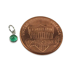 Natural Emerald Charm 3.81mm Round Handmade In 14k White Gold