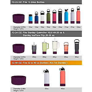 Affute Diamond Silicone Boot for Hydroflask Water Bottle and Other Stainless Steel Bottles 12 18 21 22 24 32 40 oz, (Eggplant, 12-24oz)
