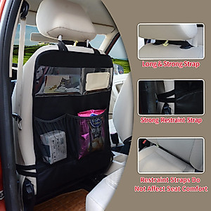 sunshine sky 2 Pack Car Kick Mats for Kids, Back Seat Protector Kick Mat,Wipeable Kick Matswith 2 Storage Pockets,Keep Seat Back Neat and Clean,Universal Fit Car Decor Accessories (Black)