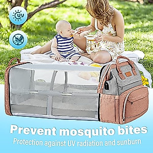 Fandiar Diaper Bag Backpack, Diaper Bag with Changing Station Baby Diaper Bags for Boys Girls Portable Large Capacity Waterproof Mommy Bag Bassinet Travel Backpack, Baby Shower Gifts