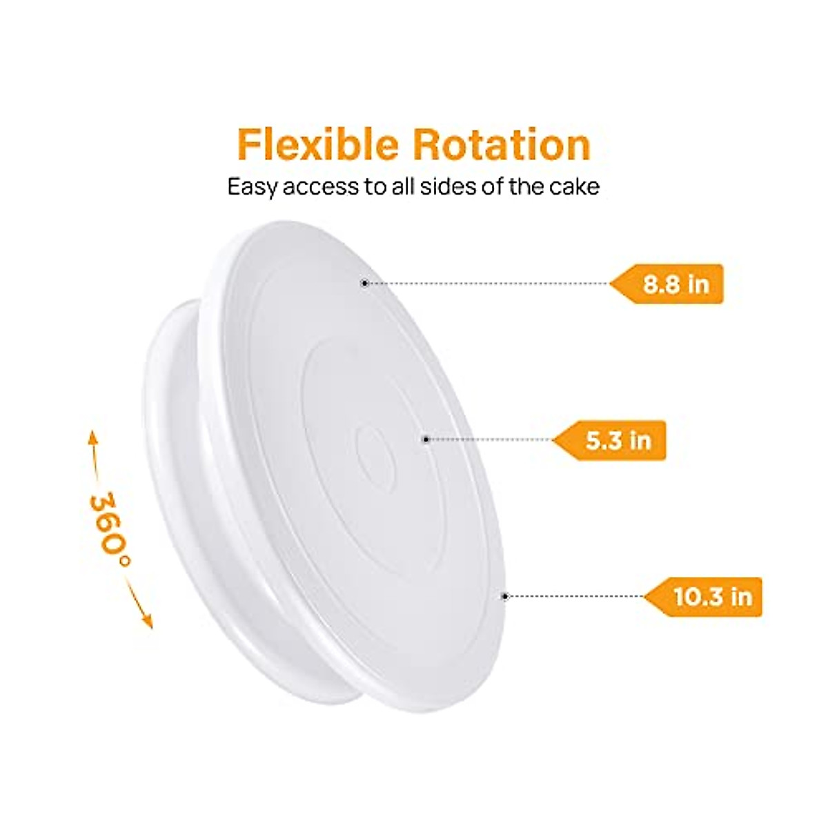 Kootek 11 Inch Rotating Cake Turntable, Turns Smoothly Revolving Cake Stand Cake Decorating Kit Display Stand Baking Tools Accessories Supplies for Cookies Cupcake (White)