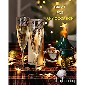 HyHousing 48 Plastic Champagne Flutes, Clear Disposable Plastic Champagne Glasses Reusable Wine Cocktail Cups for Home Daily Life Party Wedding Toasting Drinking Birthday(6 oz)