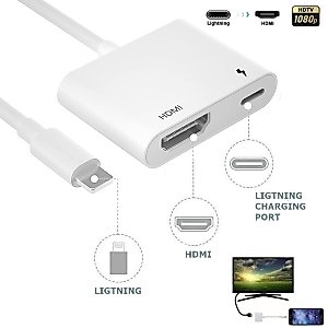 LXJADAP HDMI Adapter for iPhone to TV,1080p Digital AV Adapter for iPhone(No Need Power) Plug and Play, Compatible with iPhone 14/13/12/11/X/8/7/iPad-Support iOS 16