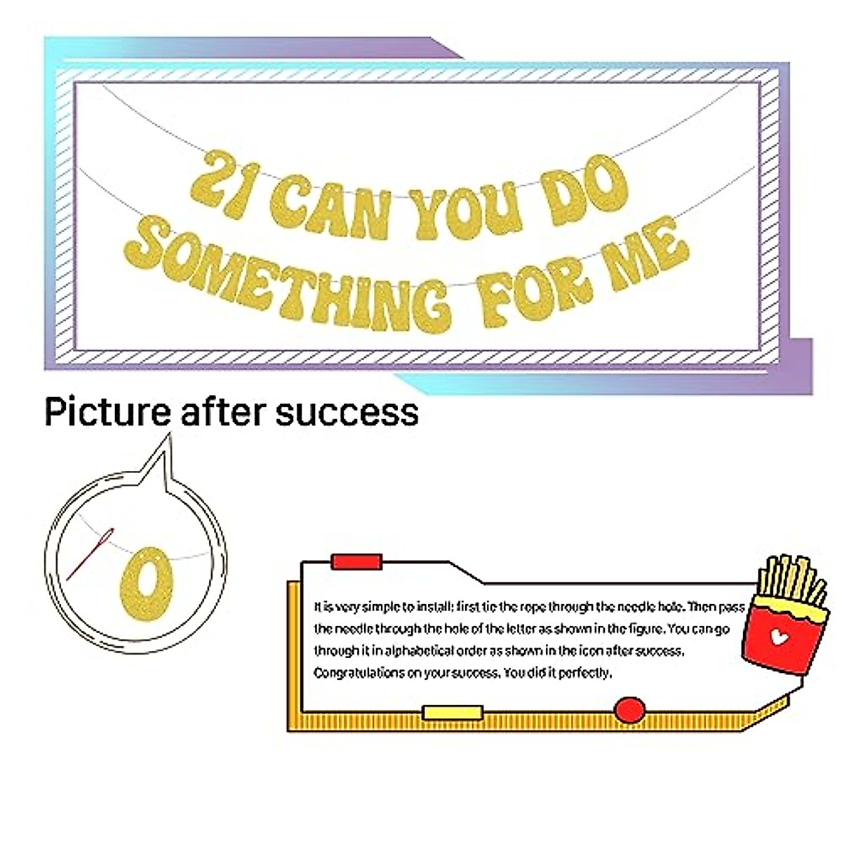 21 Can You Do Something For Me Banner, 21st Birthday Banner, Do Your Thing 21 Decor for 21st Birthday Party Decorations Gold Glitte.
