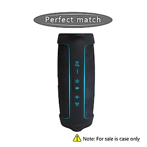 LTGEM Silicone Case Cover for JBL Charge 4 Speaker,Travel Protective Carrying Gel Soft Skin, Waterproof Rubber Pouch with Shoulder Strap(Black)