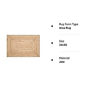 Jute Braid Natural Rug 2X3' -Natural Linen Color, Hand Woven & Reversible for Living Room Kitchen Entryway Rug,Jute Burlap Braided Rag Rug 24x36 inch,Farmhouse Rag Rug, Rustic Rug,Natural Look Rug