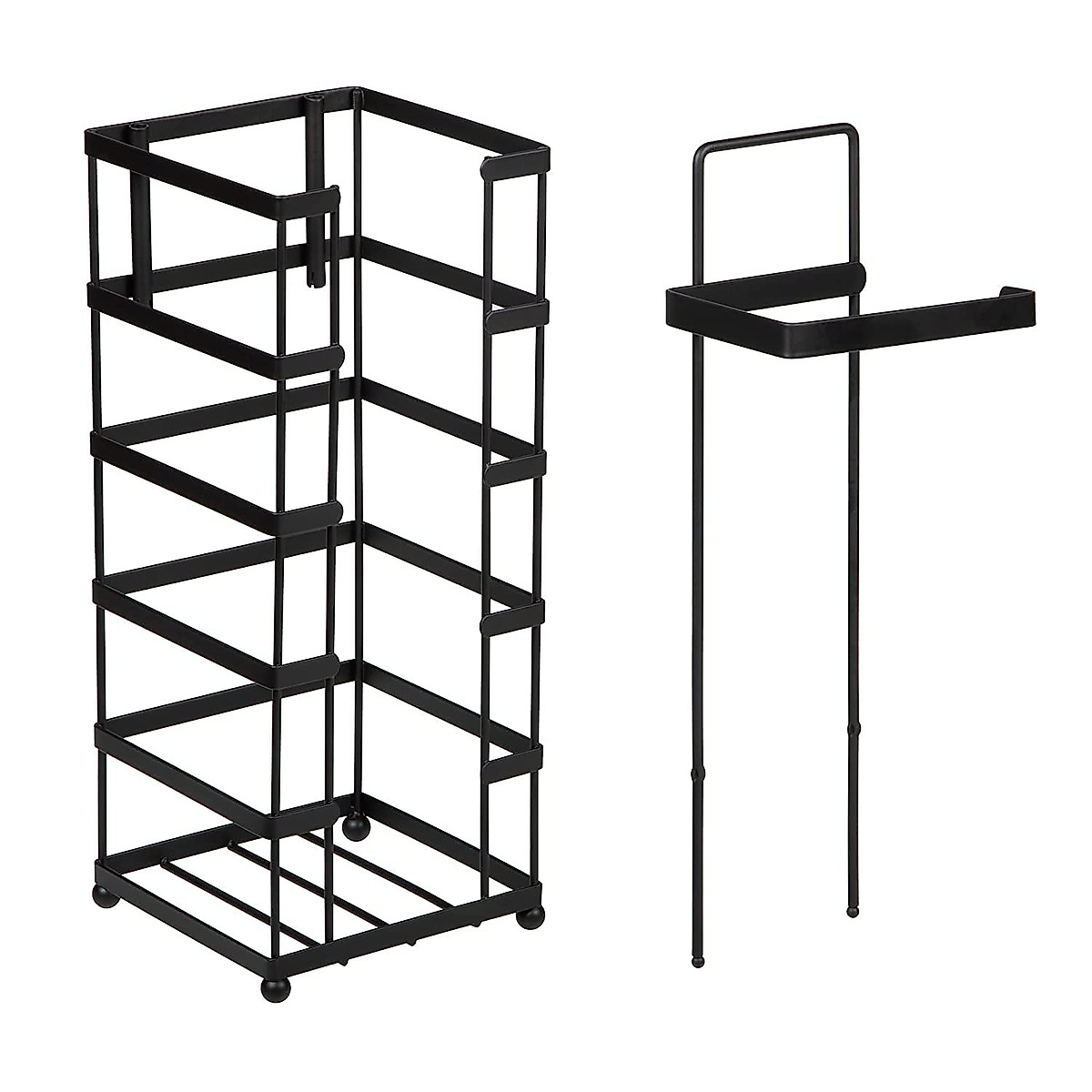 Richards Homewares Vertical Free-Standing Jumbo and Mega Size 4-Rolls Toilet Paper Storage Holder with Dispenser, 5.5 x 5.5 x 24.75-Inch, Matte Black