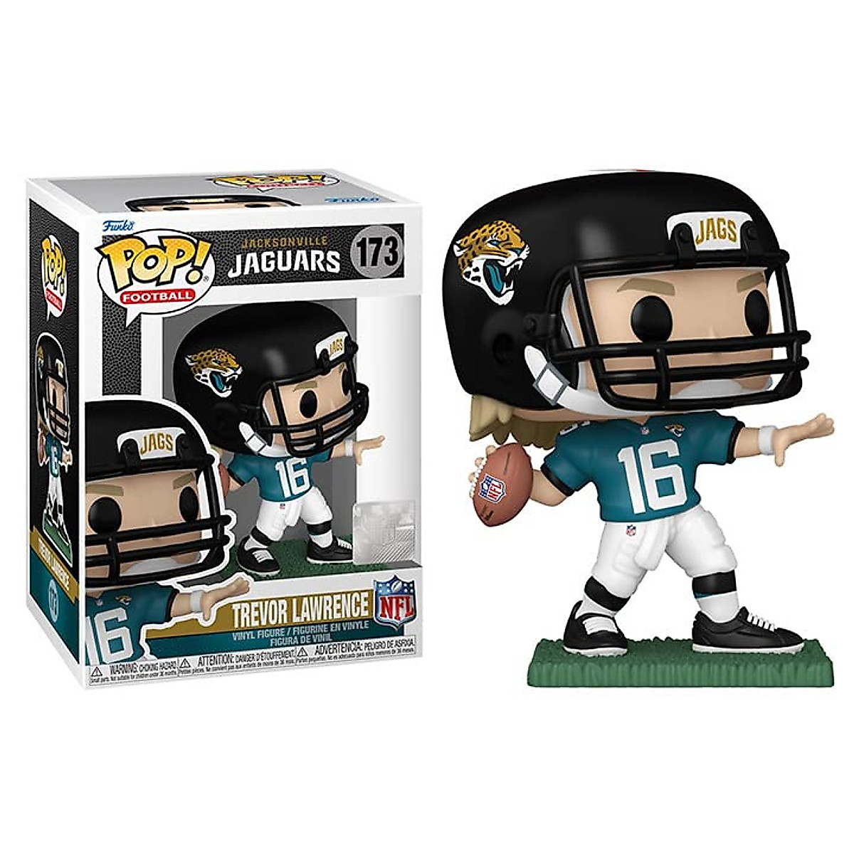 POP Football: Jaguars - Trevor Lawrence Funko Vinyl Figure (Bundled with Compatible Box Protector Case), Multicolor, 3.75 inches