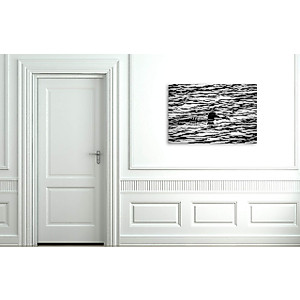 Black and White CANVAS Print Nature Photo Swimming Loon on Water Bird Photography Silver Gray Wall Art Monochrome Home Decor Ready to Hang