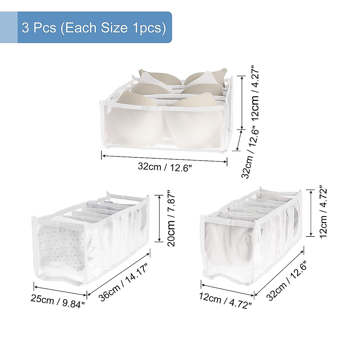 uxcell Jeans Organizer for Closet, 7 Grids/11Grids Wardrobe Clothes Organizer Storage Box for Jeans, Sweater, T-Shirt, Underwear, White