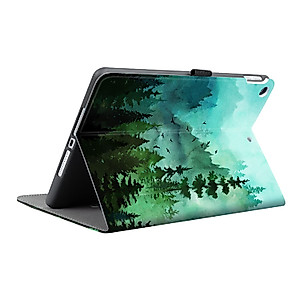iPad 9th Generation Case, iPad 10.2 Case for iPad 9th/8th/7th Generation, 10.2 Inch iPad Case Girls Women, iPad 9th Gen Multi Viewing Case with Hand Strap/Pocket, [Built in Pencil Holder], Forest