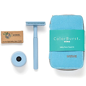 Double Edge Safety Razor with Canvas Travel Case Pouch Men and Women Shaving Hair Grooming Care