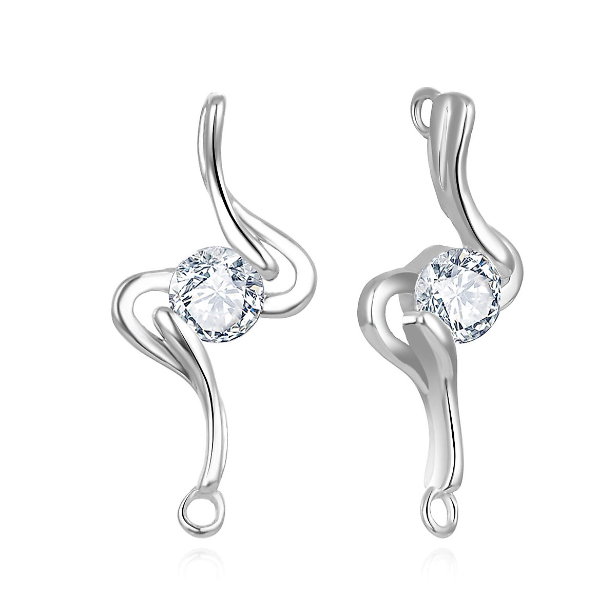 4pcs Adabele Authentic Sterling Silver 19mm Cubic Zirconia CZ Diamond Connector Jewelry Findings for for Earrings Bracelet Necklace Jewelry Making SS37