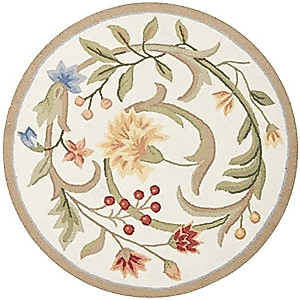 SAFAVIEH Chelsea Collection 8' Round Ivory HK248A Hand-Hooked French Country Wool Area Rug