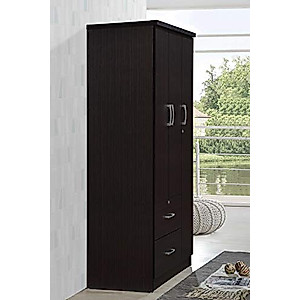 Hodedah 3-Door 2-Drawers, 3-Shelves in Chocolate Bedroom Armoires, 21"D x 36"W x 72"H