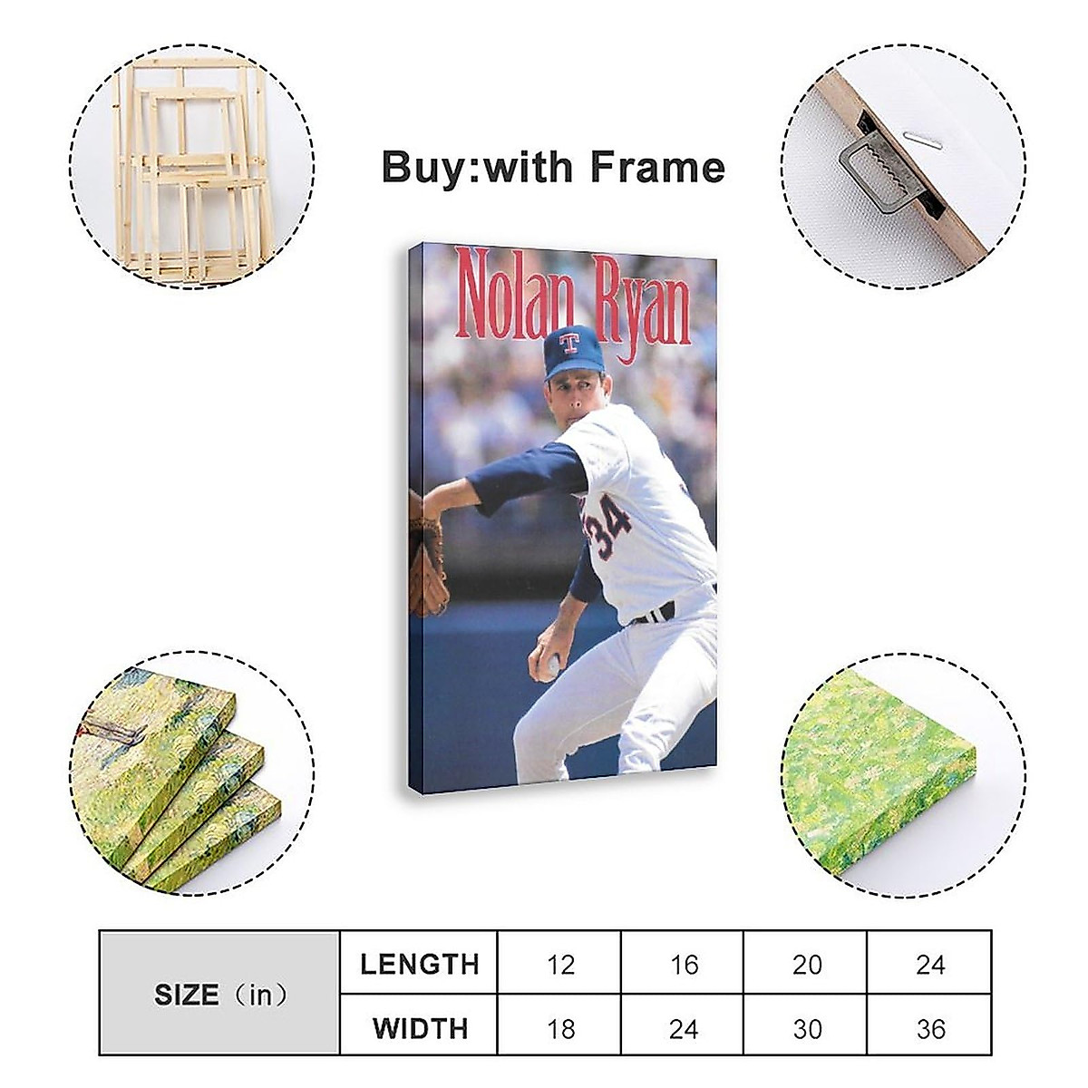 Nolan Ryan Baseball Playe74 Canvas Poster Bedroom Decor Sports Landscape Office Room Decor Gift Frame: Frame:16x24inch(40x60cm)