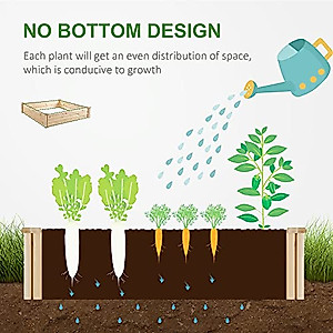 Outsunny 4ft x 4ft Raised Garden Bed, Wooden Planter Box with Segmented Growing Grid for Plants & Herbs, Natural Wood