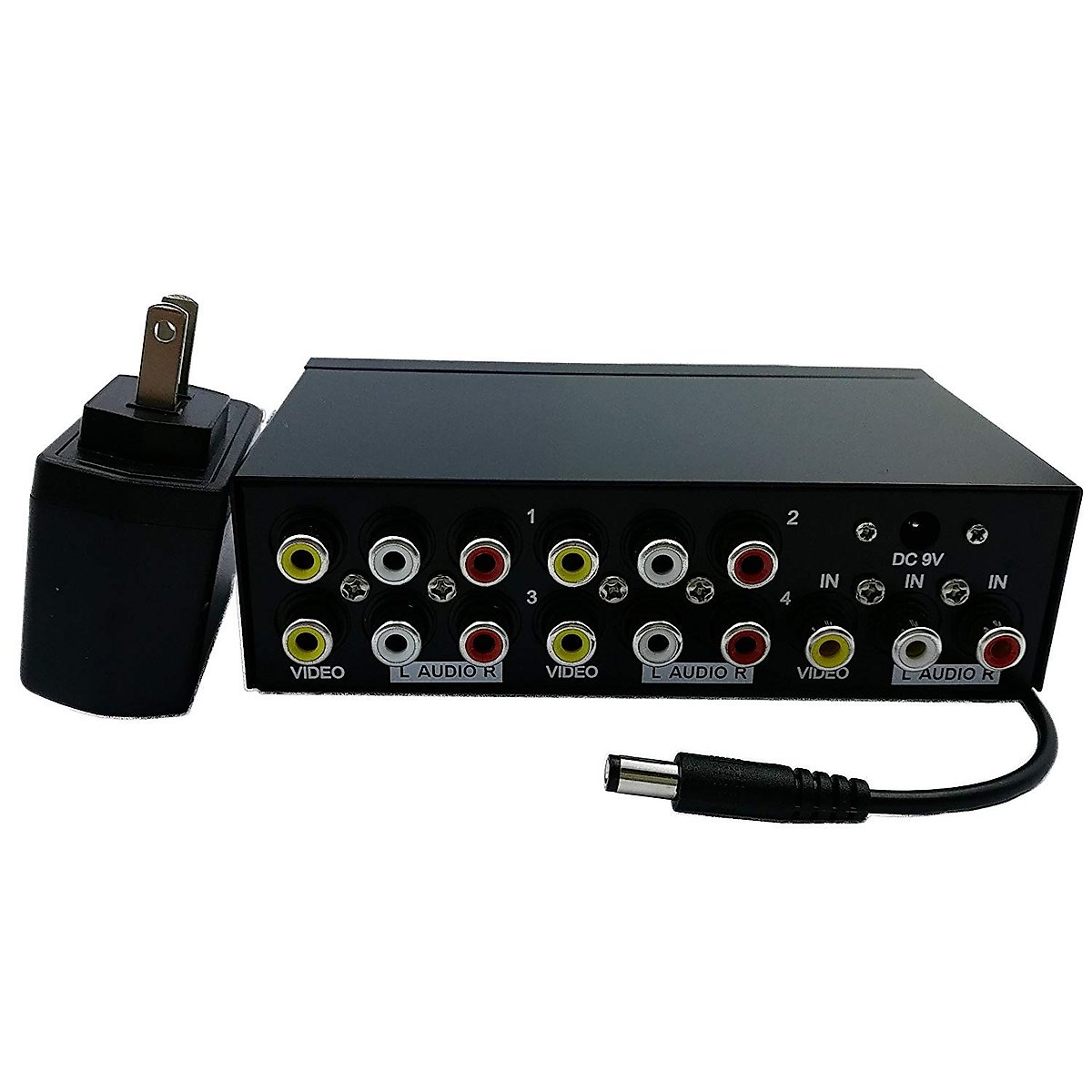 RCA Splitter with 4-Way Audio Video RCA Switch Box + RCA Cable, 4 Way Port Splitter RCA Audio Video AV Switch Box Game Selector (4 in 1 Out- B)