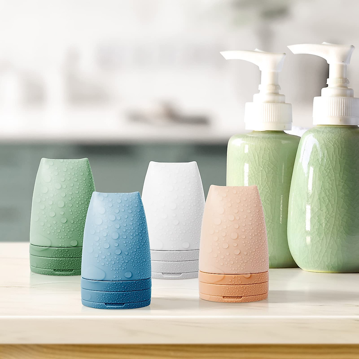 IUASZZ 2oz Travel Bottles, Silicone Travel Bottles for Toiletries, TSA Approved Small Travel Containers, Refillable Leak Proof Essentials for Shampoo Conditioner