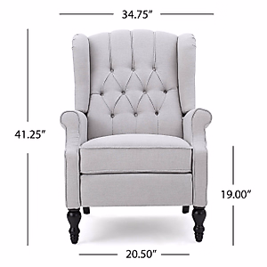 Christopher Knight Home Earlean Fabric Recliner (Set of 2), Light Gray, Dark Brown