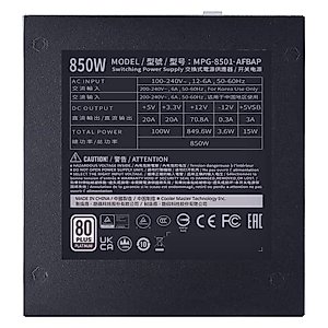 Cooler Master XG850 Plus Platinum ARGB Fully Modular, 850W, Built-in Information Display Panel, ARGB 135mm Silent Fan, Intel ATX 12V Ver 2.53, 100% Japanese Capacitors (MPG-8501-AFBAP-XUS)