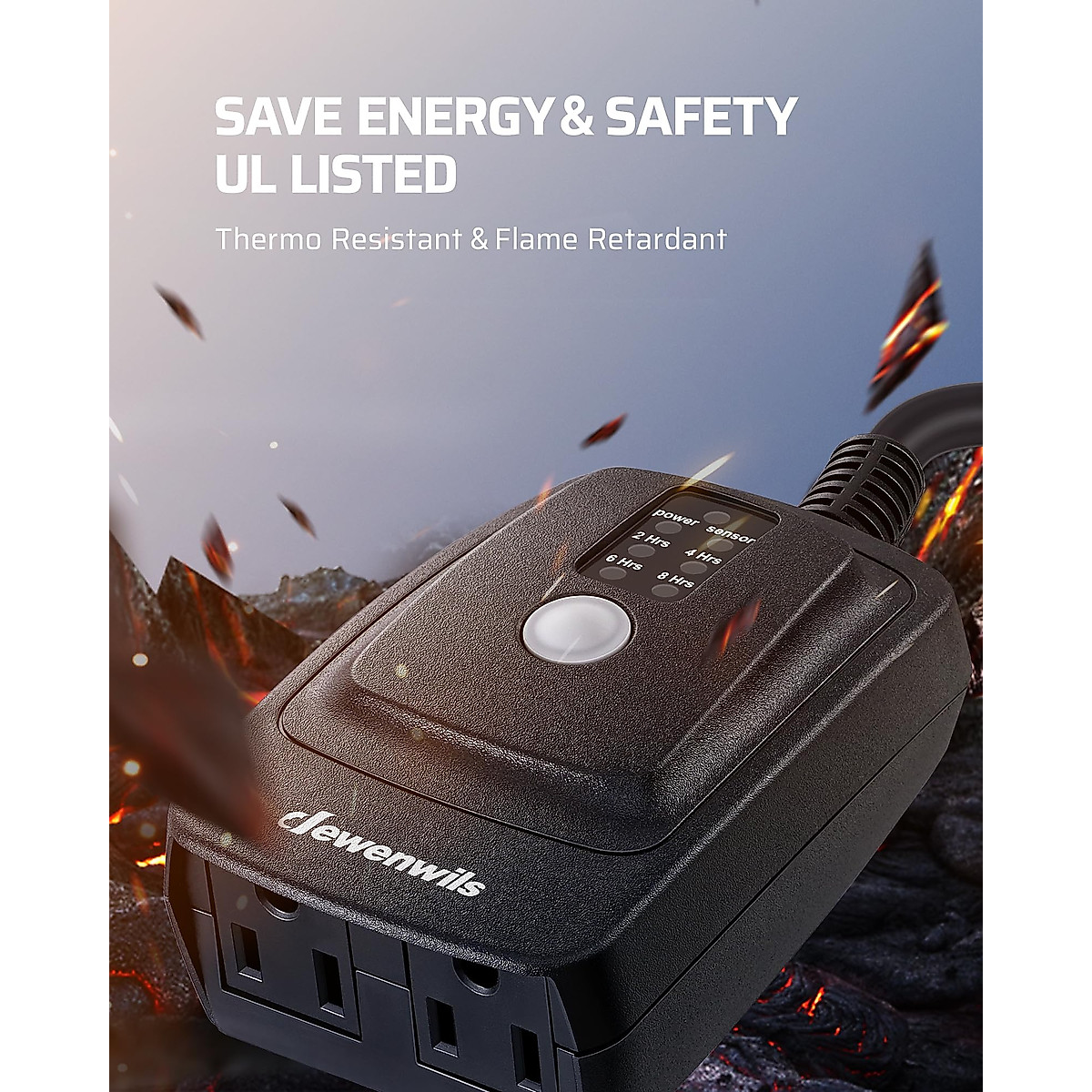 DEWENWILS Light Sensor Timer Waterproof, Plug in Timer Switch, 100 ft Range Remote Control with 2 Grounded Electrical Outlets for Outdoor String Lights, 15A 1/2HP UL Listed