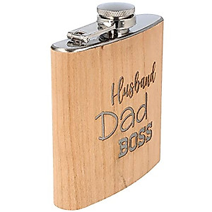 Spruchreif | Engraved Stainless Steel Flask | Wooden Flask | Alcohol Flask | Father's Day Gift | Best Dad | Funny Gift Dad | Husband Dad Boss