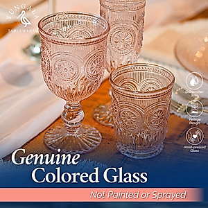 Pink Glassware Bundle- 6 x Pink Goblets and 6 x Pink Water Glasses - Vintage Glassware Collection for Parties